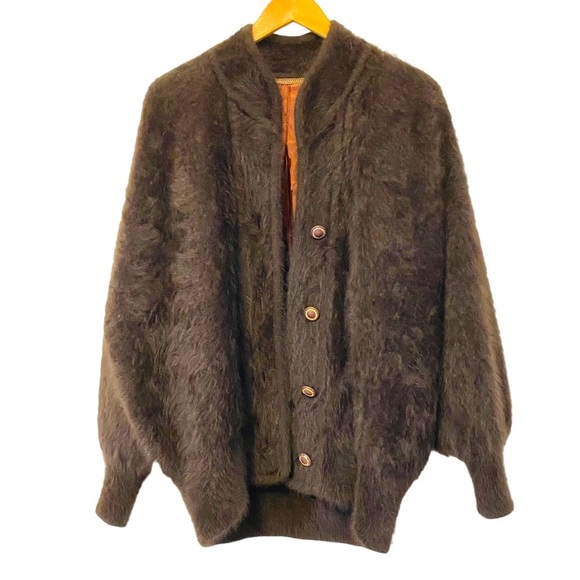 Vintage | Jackets & Coats | Vintage Angora Jacket Brown Rabbit Fur ...